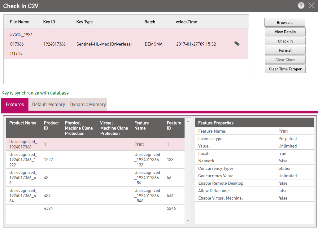 Checking in C2V File